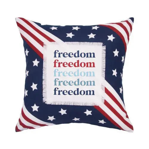 C&F HOME Freedom" Patriotic Stars & Stripes Cotton Blend Accent Pillow 16" X 16 - Red