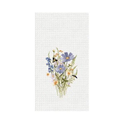 C&F HOME Honey Bee & Flowers 100% Cotton Waffle Weave Dishtowel