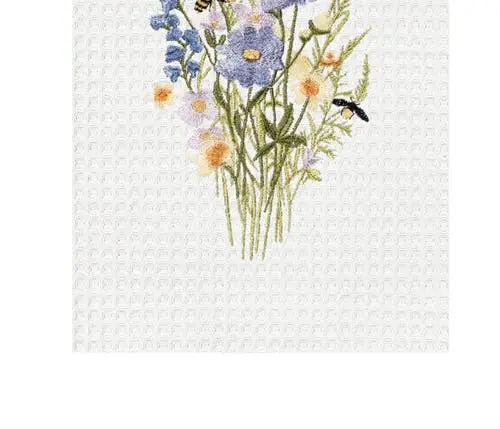 C&F HOME Honey Bee & Flowers 100% Cotton Waffle Weave Dishtowel