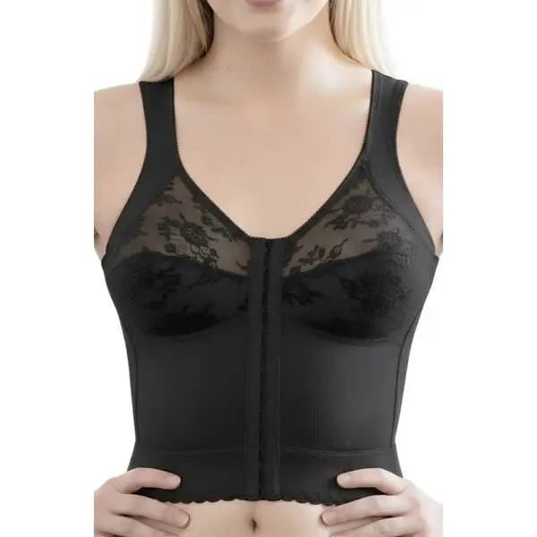 CORTLAND INTIMATES A DIVISION OF RAGO Front Closure Back Support Long Line Bra - Black