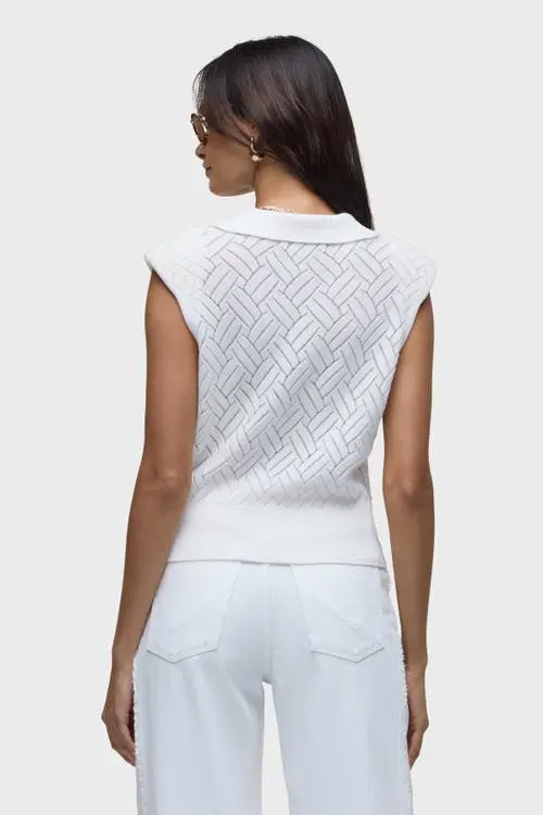 Hudson Jeans Knitted Sleeveless Collared Top