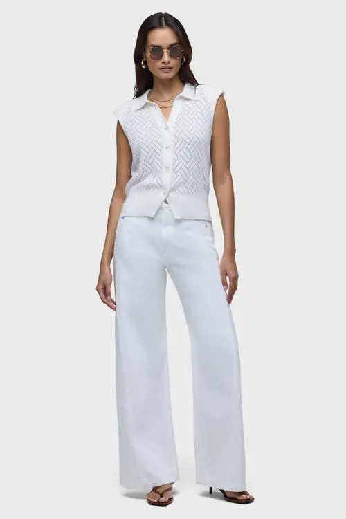 Hudson Jeans Knitted Sleeveless Collared Top
