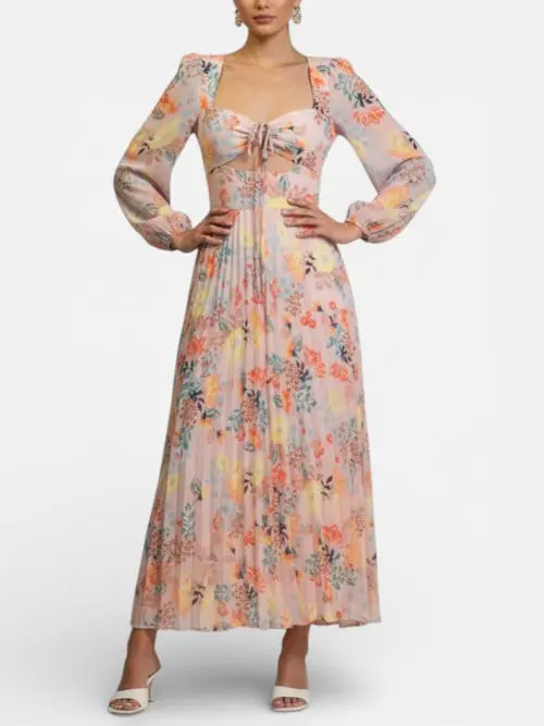 Rachel Rachel Roy Amira Pleated Midi Dress - Blush Bloom