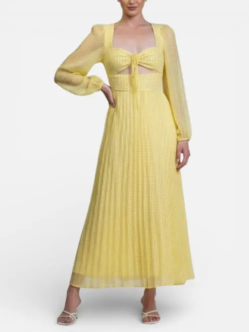 Rachel Rachel Roy Amira Pleated Midi Dress - Limelight Gingham