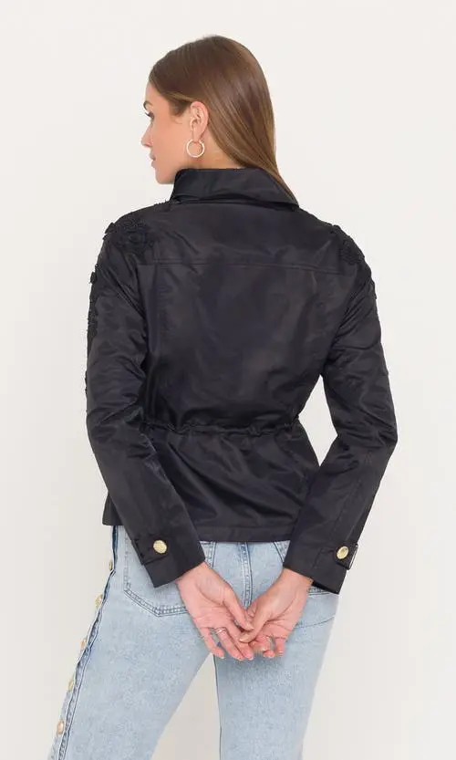 Generation Love Lace Combo Parka With Drawstring Waist And Gold Accents