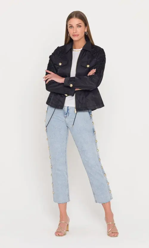 Generation Love Lace Combo Parka With Drawstring Waist And Gold Accents