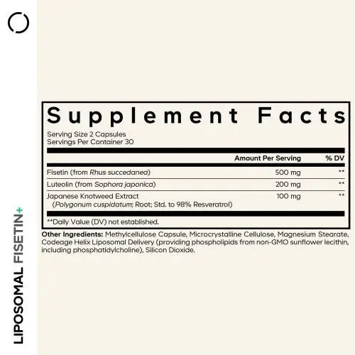 CODEAGE Liposomal Fisetin 500mg, Resveratrol, Luteolin