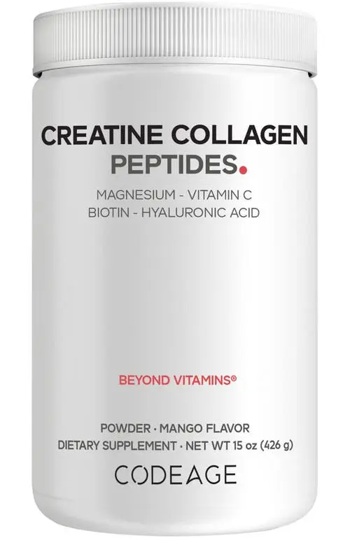 CODEAGE Creatine Collagen Peptides, Biotin, Magnesium, Hyaluronic Acid, Vit C - White