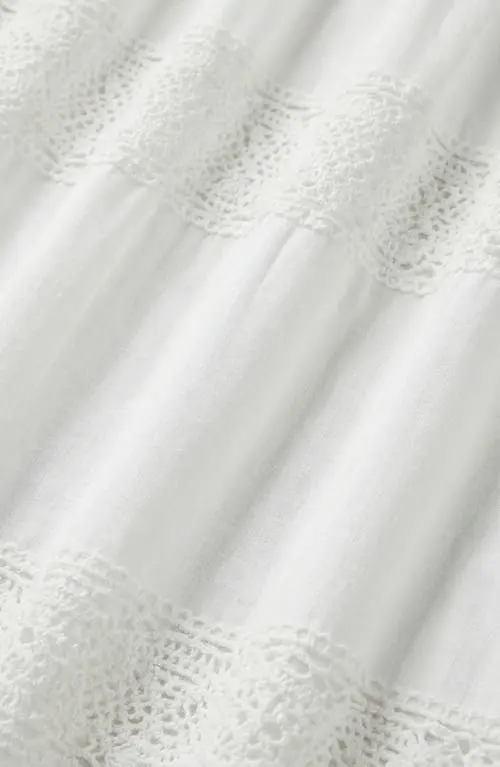 MODENAIRE Smocked Lace Eyelet Maxi Dress - White