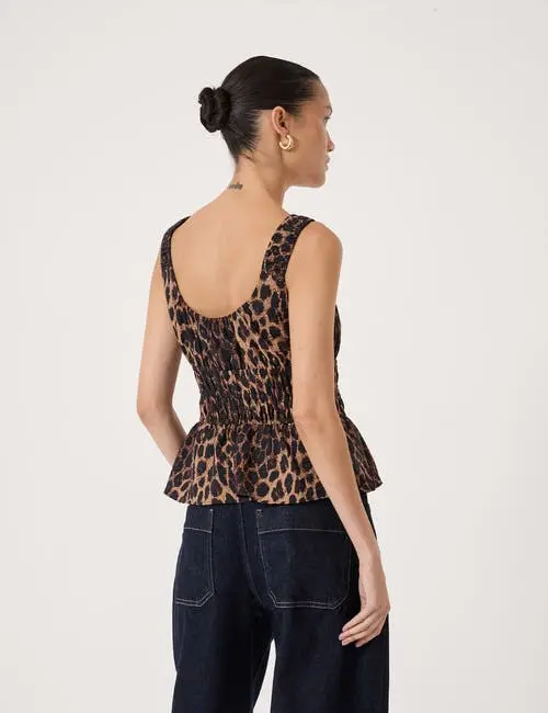HUSH Gathered Waist Sleeveless Peplum Top