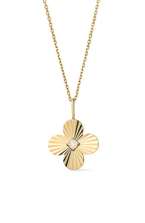 ANA LUISA Solid Yellow Goldlarge Flower Charm Necklace - Diamond