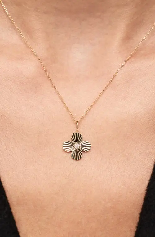 ANA LUISA Solid Yellow Gold Flower Charm Necklace - Diamond