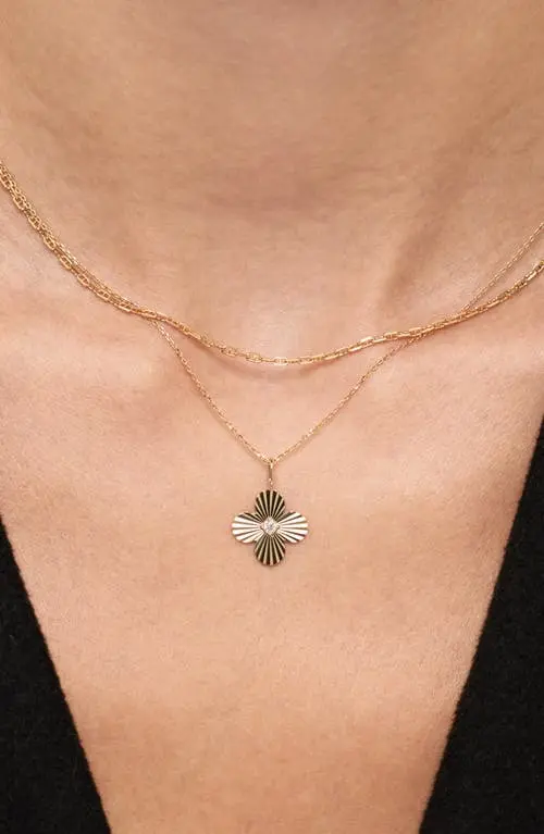 ANA LUISA Solid Yellow Gold Flower Charm Necklace - Diamond