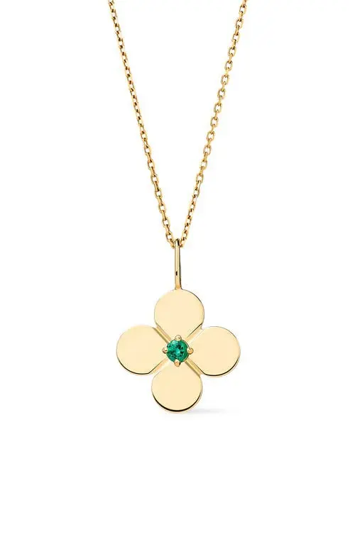 ANA LUISA Solid Yellow Goldlarge Flower Charm Necklace - Emerald