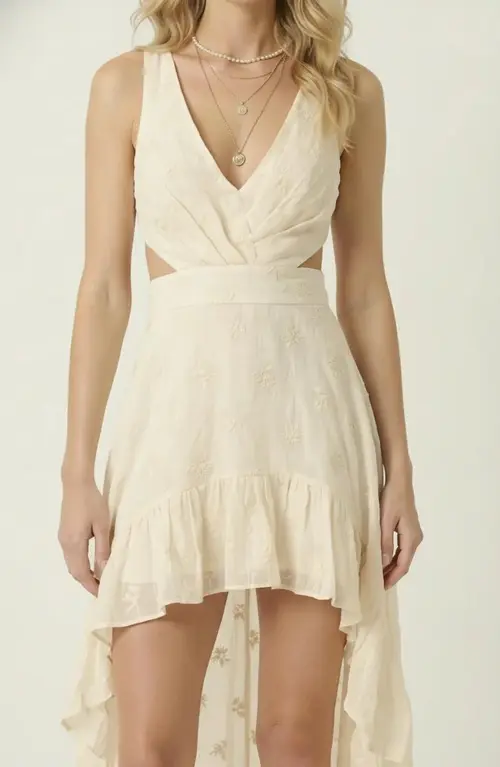 MODENAIRE High-low Ruffle Hem Cutout Dress