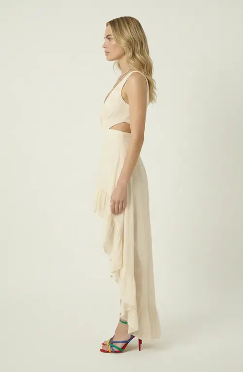 MODENAIRE High-low Ruffle Hem Cutout Dress