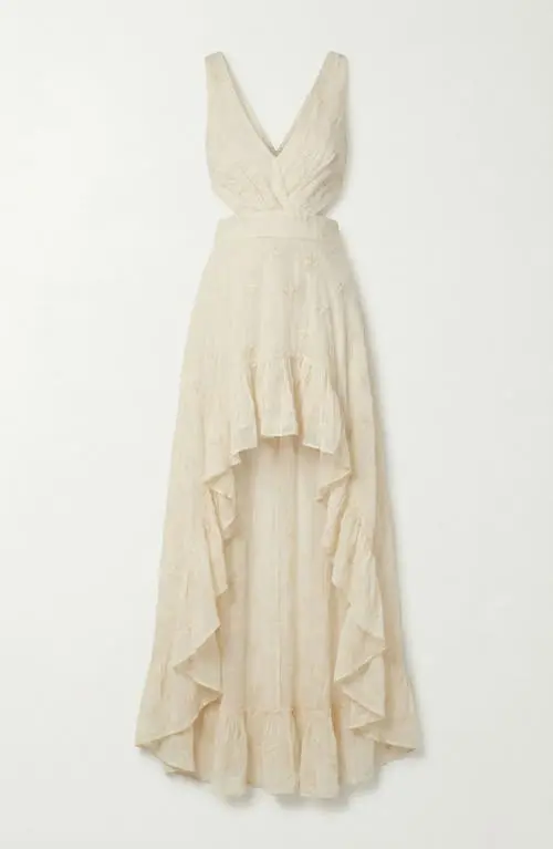 MODENAIRE High-low Ruffle Hem Cutout Dress