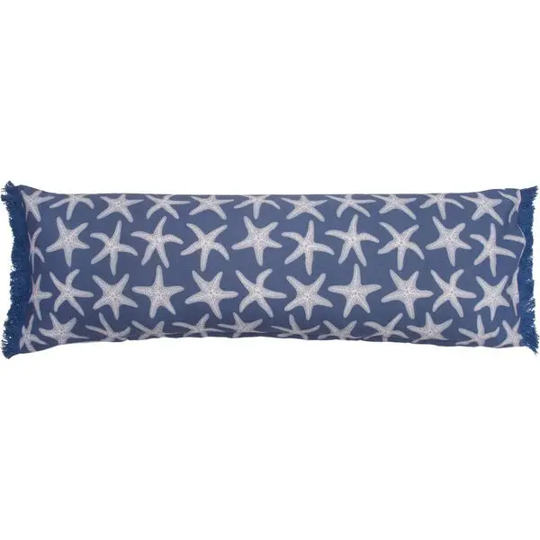 C&F HOME Calming Seas Starfish Fringed Striped Reversible Throw Pillow - Blue