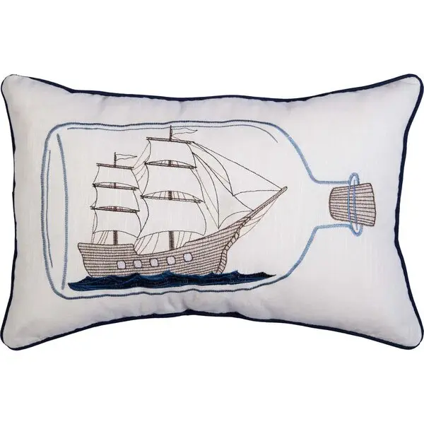 C&F HOME Ship In A Bottle Embroidered Throw Pillow - Brown