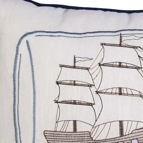 C&F HOME Ship In A Bottle Embroidered Throw Pillow