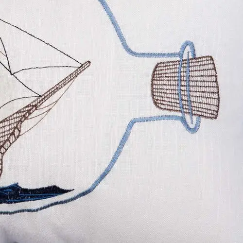 C&F HOME Ship In A Bottle Embroidered Throw Pillow