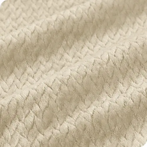 BARE HOME Chevron Microplush Fleece Throw Blanket - Oyster