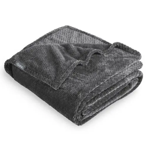 BARE HOME Chevron Microplush Fleece Blanket - Grey