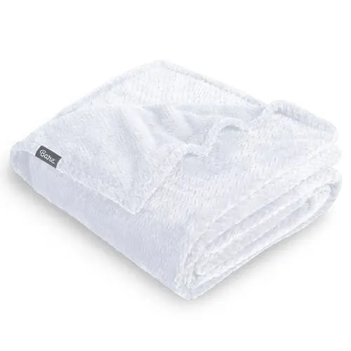 BARE HOME Chevron Microplush Fleece Blanket - White
