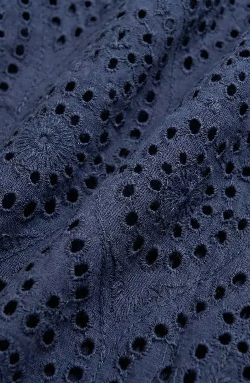 MODENAIRE Eyelet Smocked Midi Dress