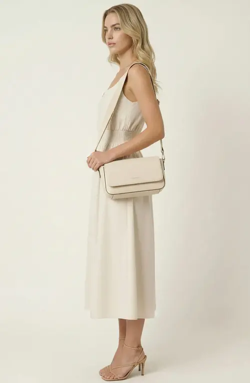 MODENAIRE Sleeveless Smocked Front Zip Midi Dress