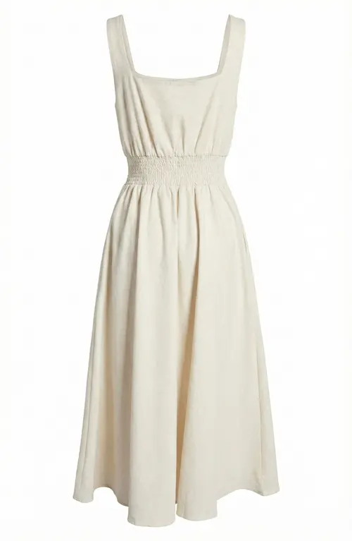 MODENAIRE Sleeveless Smocked Front Zip Midi Dress
