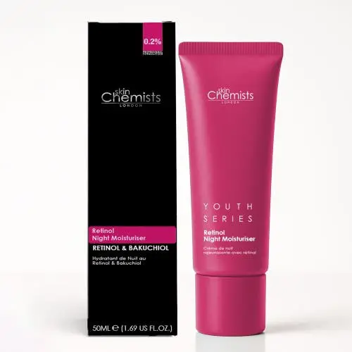 SKINCHEMISTS Retinol Bakuchiol Anti-ageing Night Moisturiser 50ml For Fine Lines, Wrinkles - White