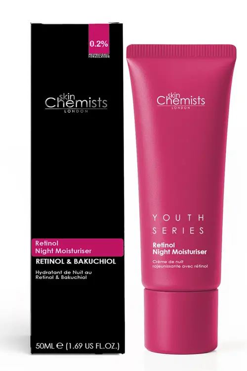 SKIN CHEMISTS Retinol Bakuchiol Anti-ageing Night Moisturiser 50ml For Fine Lines, Wrinkles - White