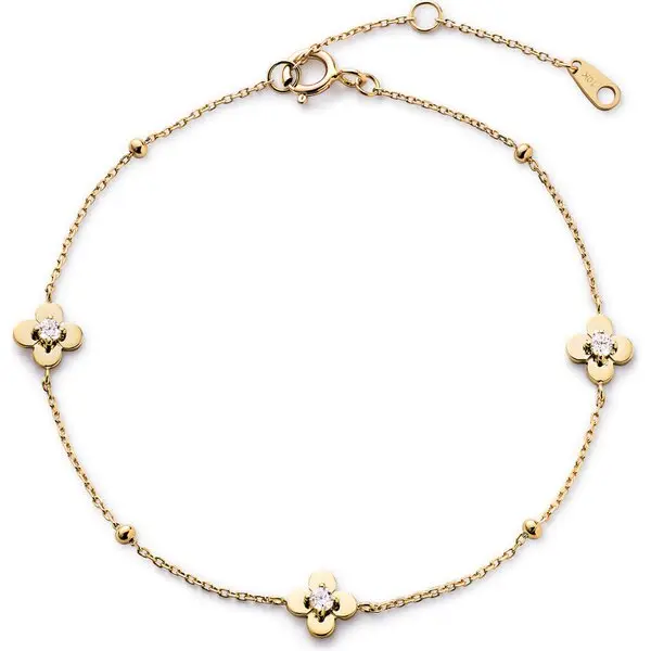 ANA LUISA Solid Yellow Goldmini Flower Station Bracelet - Diamond