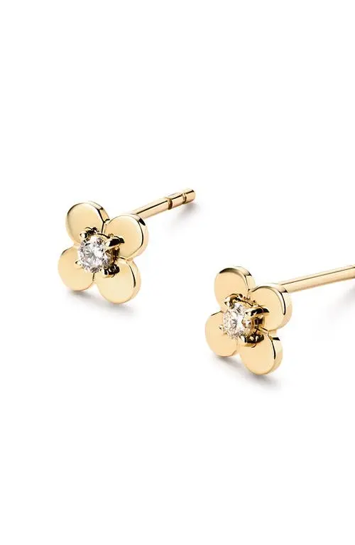 ANA LUISA Solid Yellow Gold Mini Flower Stud Earrings - Diamond