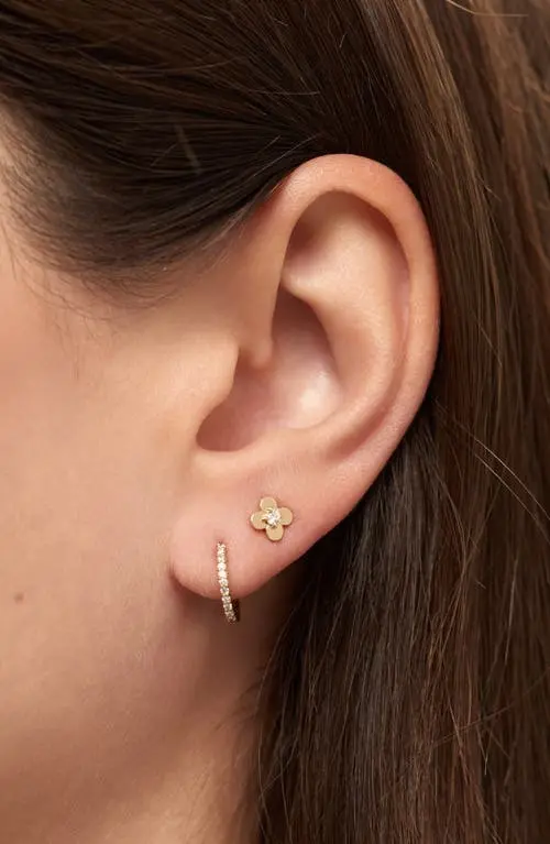 ANA LUISA Solid Yellow Gold Mini Flower Stud Earrings - Diamond