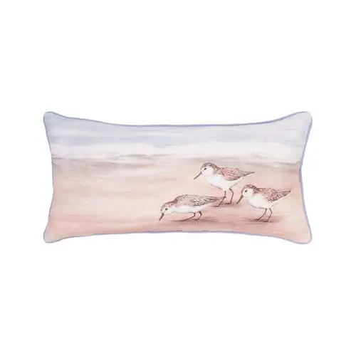 C&F HOME Sandpiper Coastal Shores Graphic Print Piped Throw Pillow - Blue