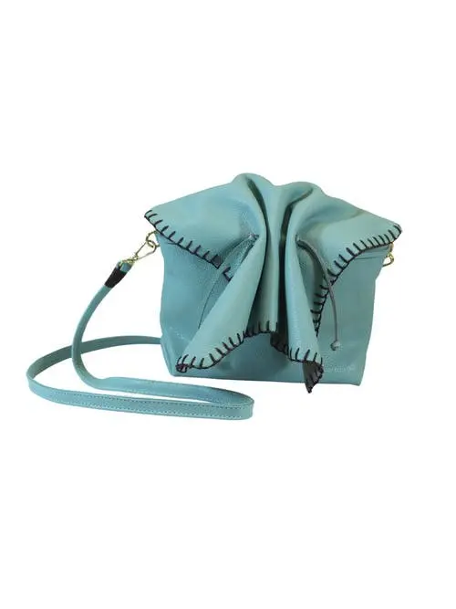 Carlos Falchi Butterfly Top Grain Leather Shoulder Bag - Caribbean  Teal