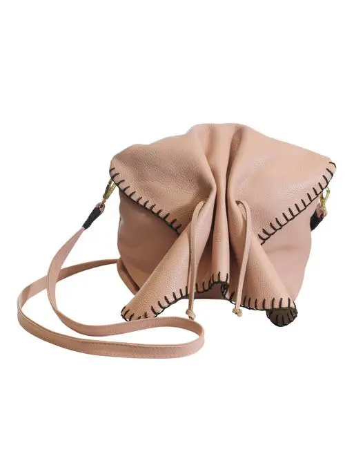 Carlos Falchi Butterfly Top Grain Leather Shoulder Bag - Dusty Rose