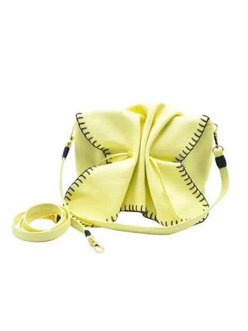 Carlos Falchi Butterfly Top Grain Leather Shoulder Bag - Lemon