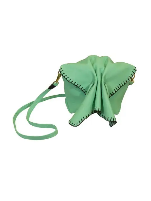 Carlos Falchi Butterfly Top Grain Leather Shoulder Bag - Lime