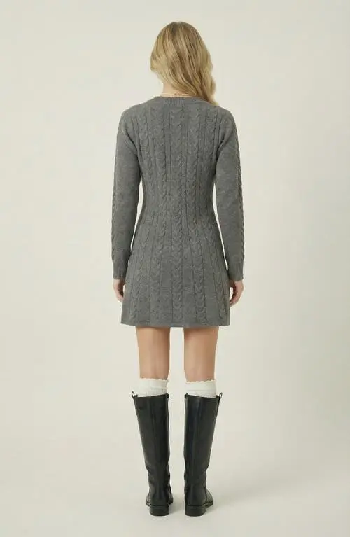 MODENAIRE Cable Knit V-neck Sweater Dress