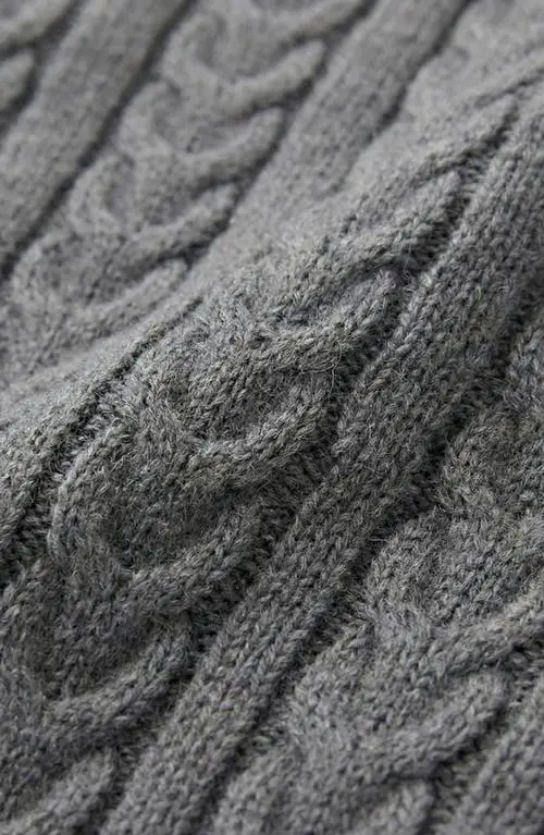 MODENAIRE Cable Knit V-neck Sweater Dress