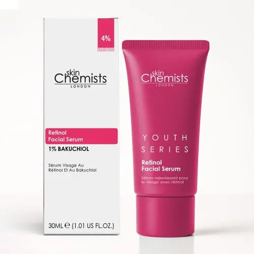 SKINCHEMISTS Retinol Bakuchiol Facial Serum 30ml For Fine Lines & Wrinkles - White
