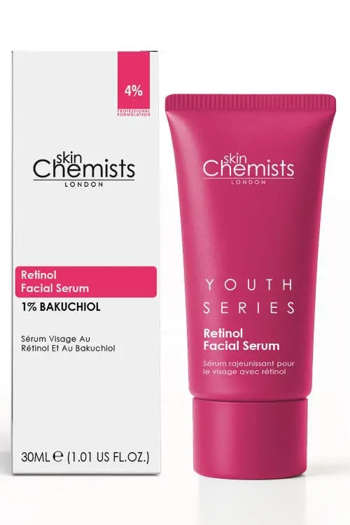 SKIN CHEMISTS Retinol Bakuchiol Facial Serum 30ml For Fine Lines & Wrinkles - White