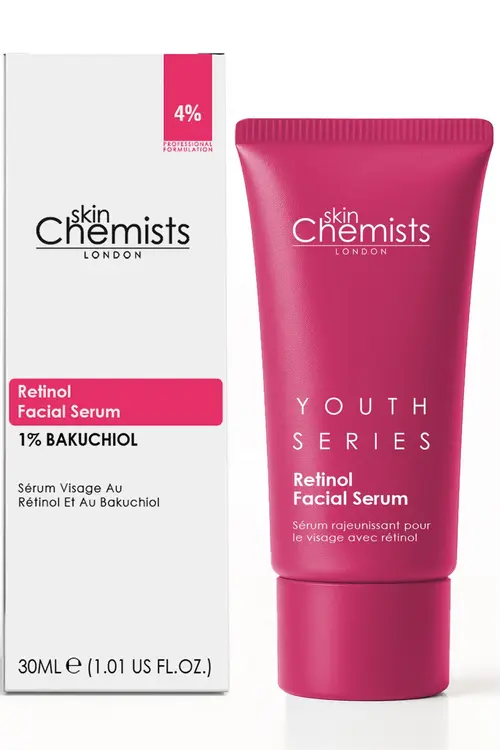 SKIN CHEMISTS Retinol Bakuchiol Facial Serum 30ml For Fine Lines & Wrinkles - White