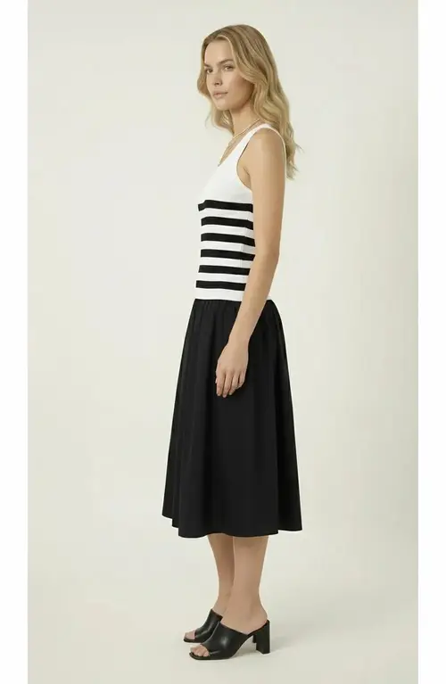 MODENAIRE Striped Knit Tank Contrast Dress