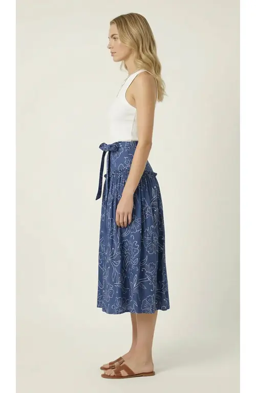 MODENAIRE Floral Print Wrap Midi Skirt