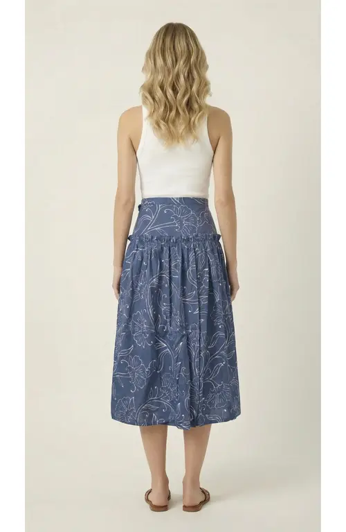 MODENAIRE Floral Print Wrap Midi Skirt