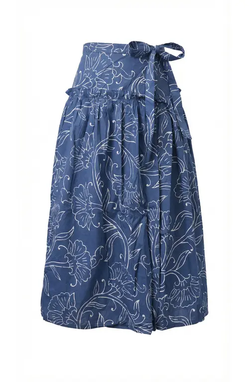 MODENAIRE Floral Print Wrap Midi Skirt